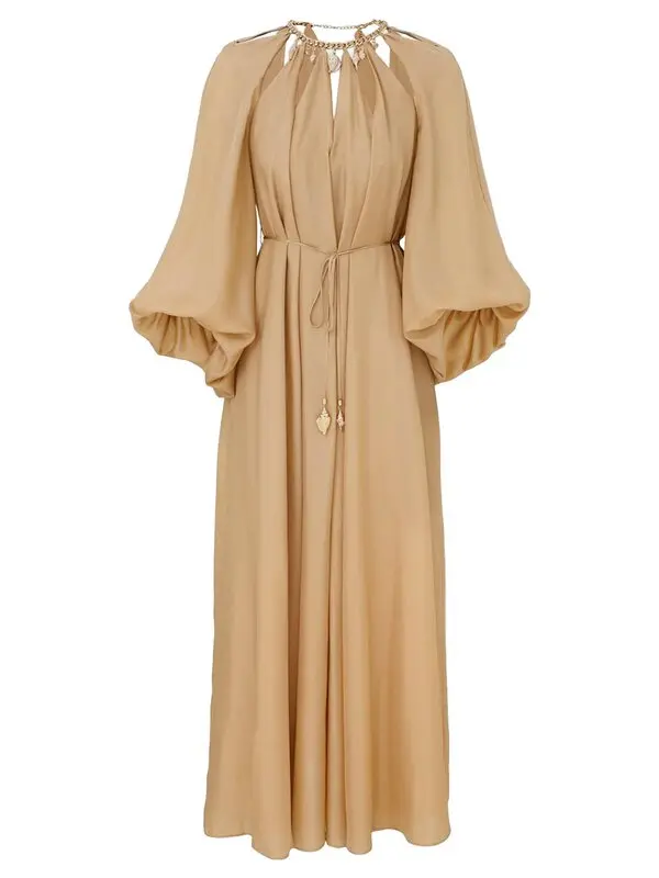 Zimmermann Mahon Long Silk Dress - Beige