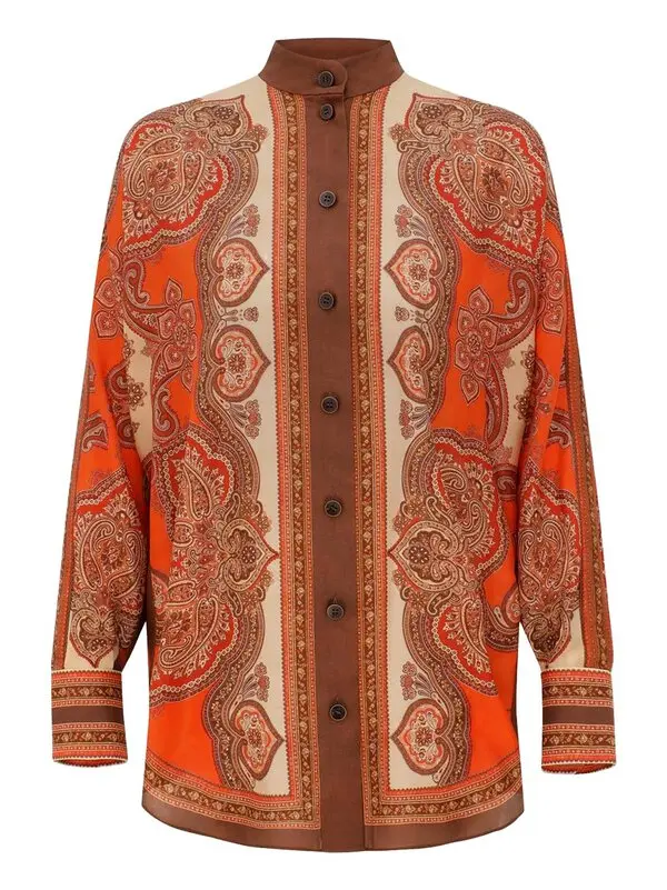 Zimmermann Mahon Dolman Silk Shirt - Brown