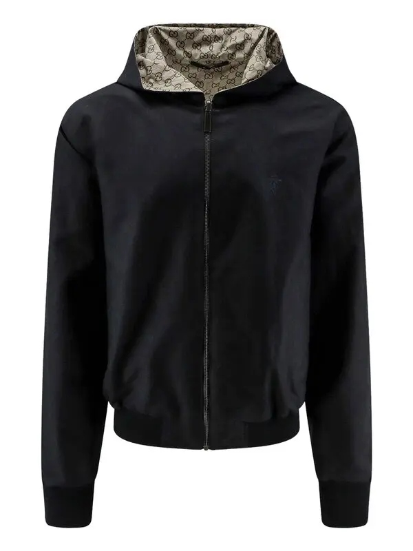 Gucci Reversible Cotton And Gg Nylon Jacket - Black