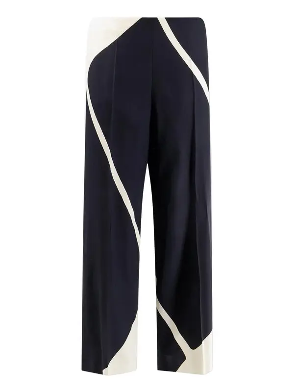 Alberta Ferretti Viscose Trousers With Bicolor Print - Black