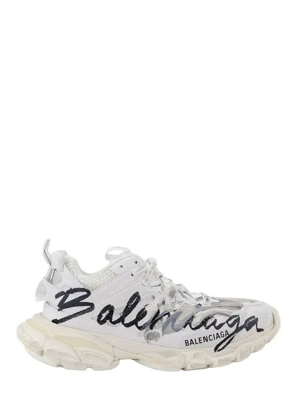 Balenciaga Track Signature Sneakers With Side Logo Print - White