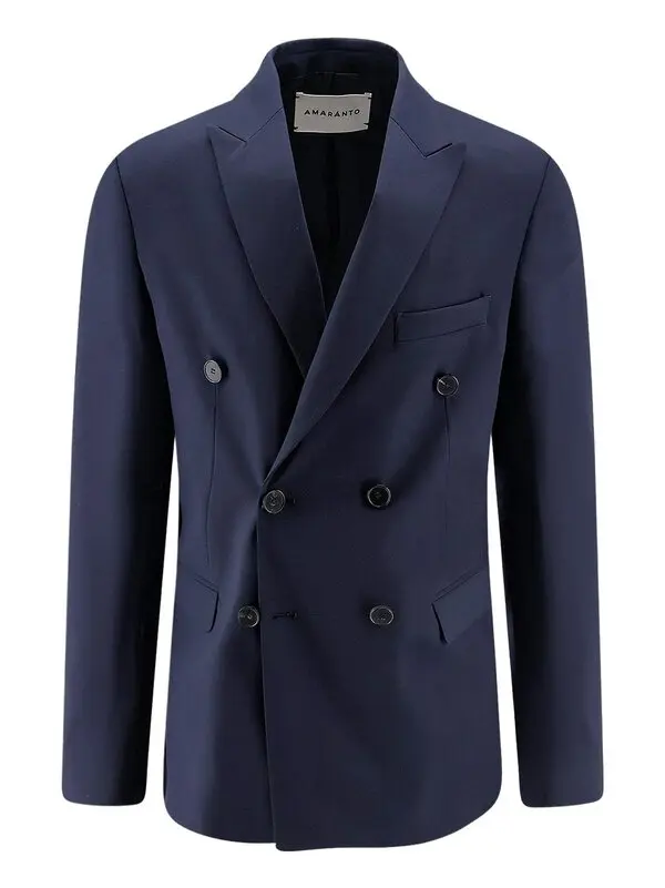 AMARANTO Virgin Wool Blend Blazer - Blue