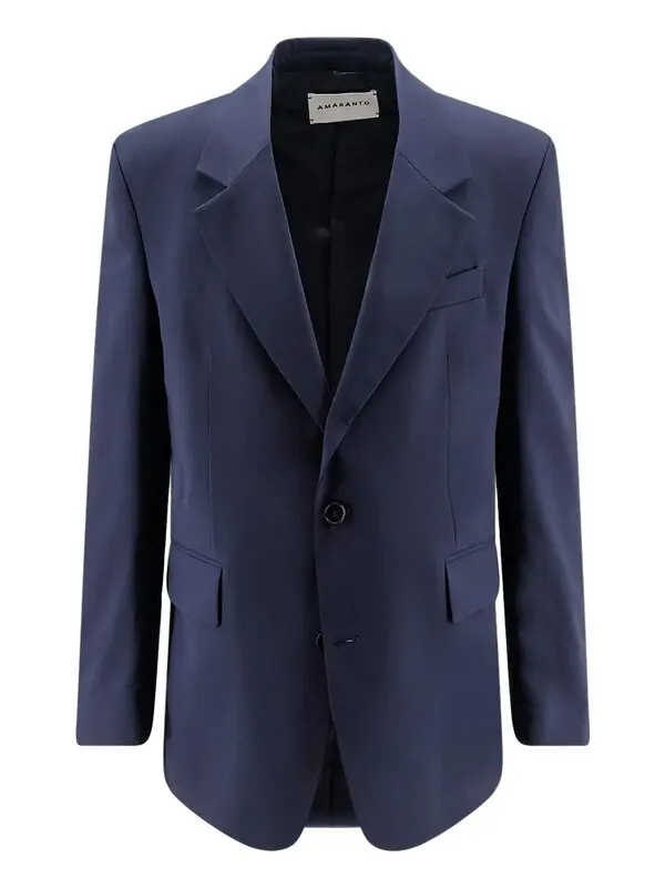 AMARANTO Virgin Wool Blend Blazer - Blue