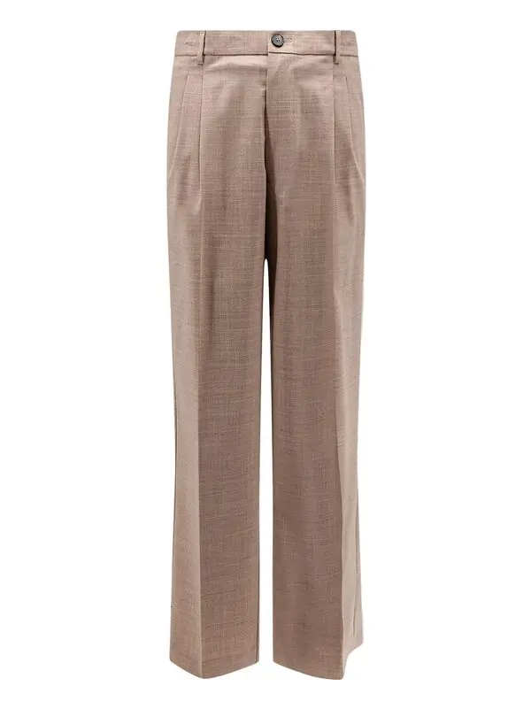 AMARANTO Virgin Wool Blend Trousers - Beige