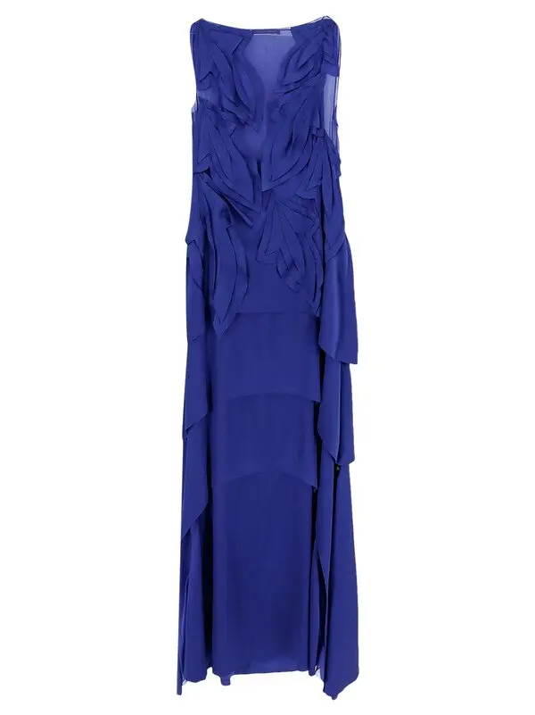 Alberta Ferretti Satin Long Dress - Blue
