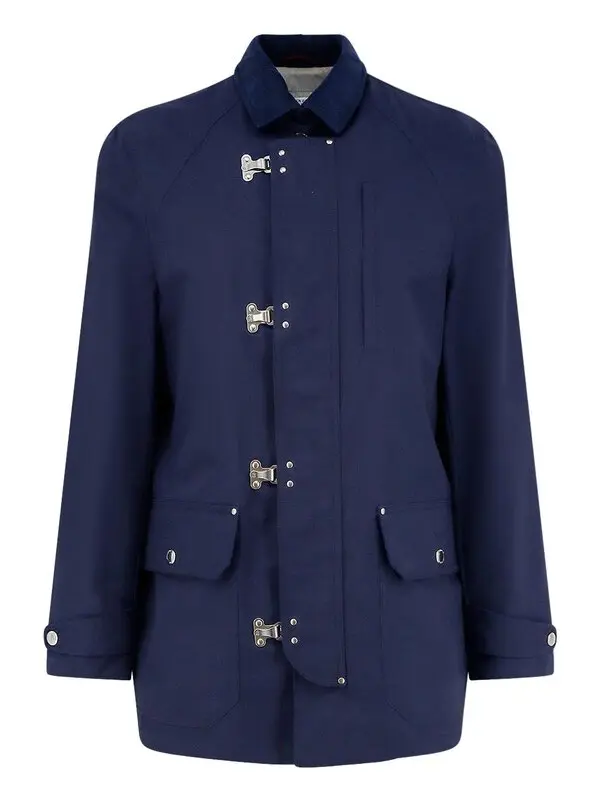 Brunello Cucinelli Water-resistant Jacket With Metal Hook Closures - Blue