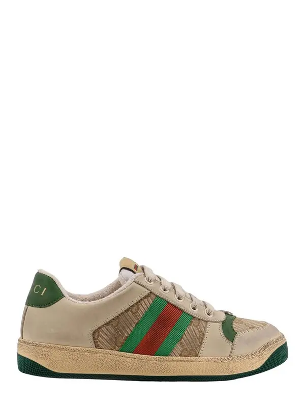 Gucci Screener Leather And Gg Supreme Fabric Sneakers - Beige