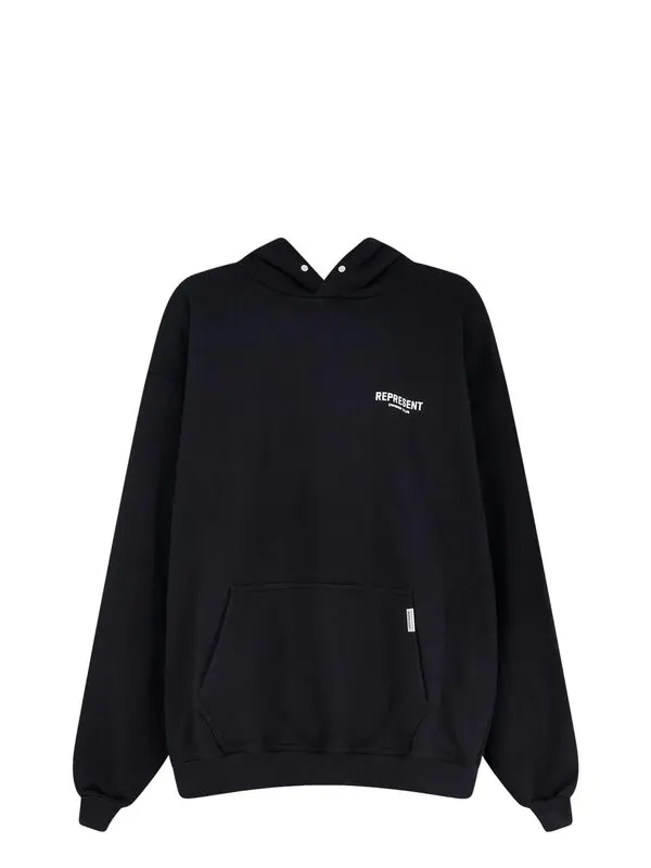 REPRESENT Cotton Sweatshirt With Printed Logo On The Front - Black