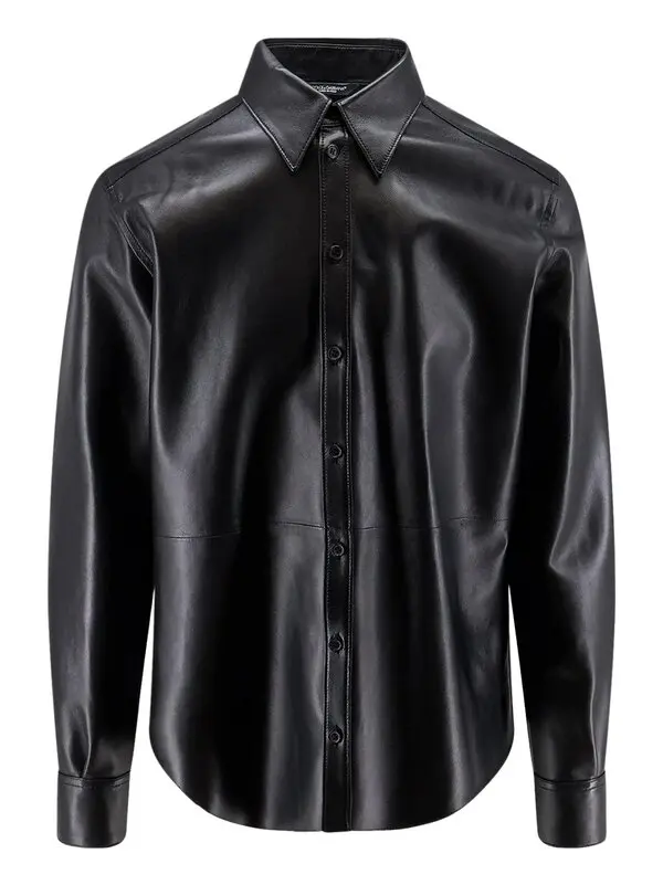 Dolce & Gabbana Leather Shirt Jacket - Black