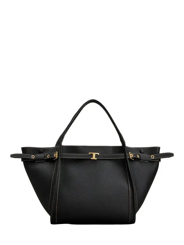 TOD'S Hammered Laeather Tote Bag - Black