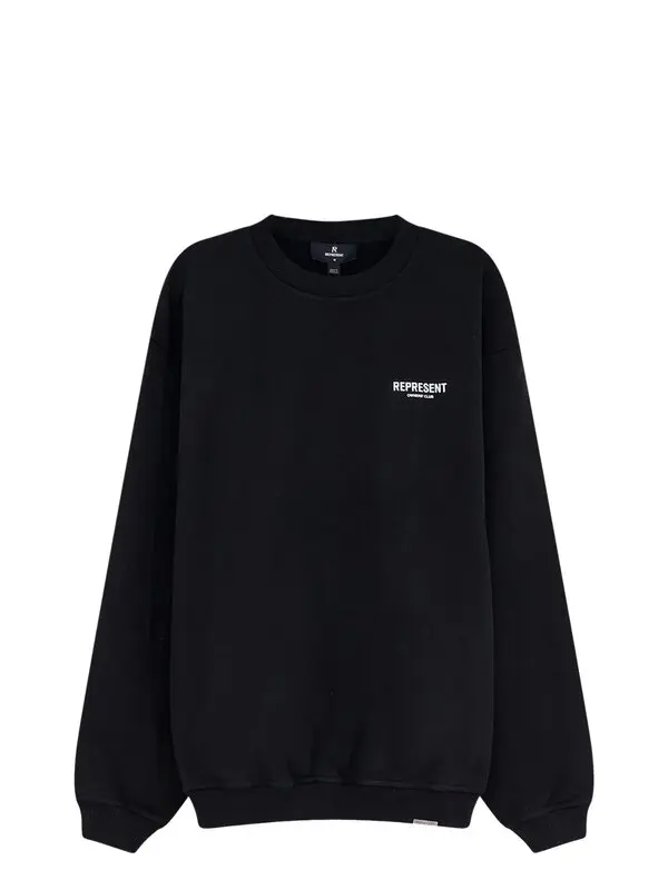 REPRESENT Cotton Sweatshirt With Printed Logo On The Front - Black