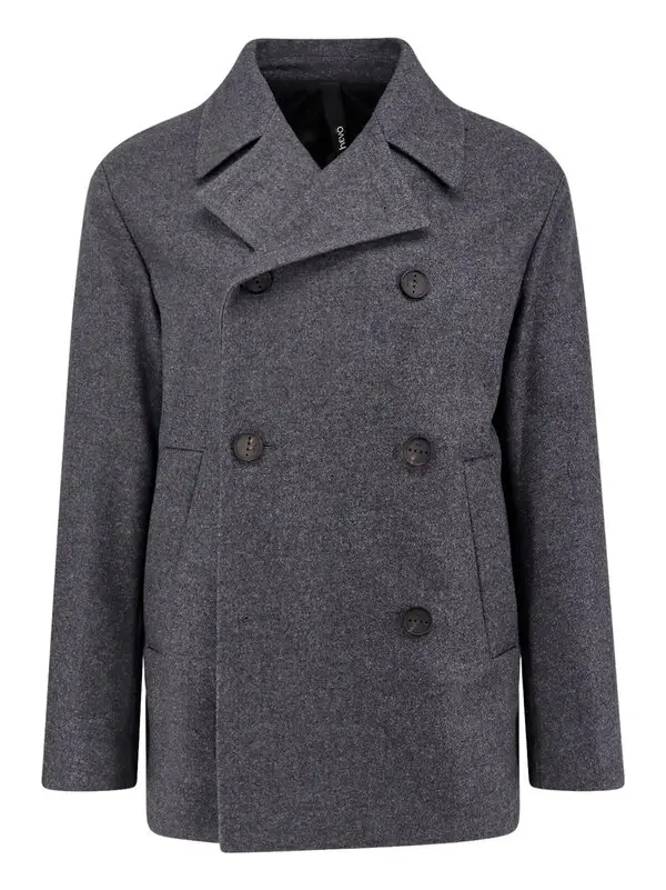 HEVO Double-breasted Virgin Wool Blend Coat - Grey