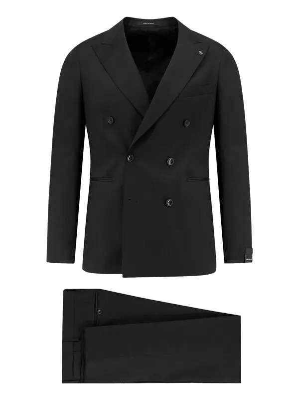 Tagliatore Saglia Virgin Wool Double-breasted Suit - Black
