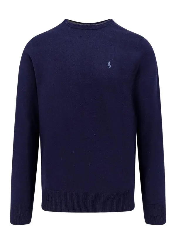 Polo Ralph Lauren Wool Crew Neck Sweater With Embroidered Logo - Blue
