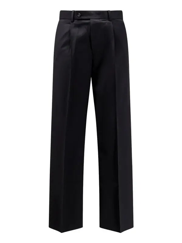TONYWACK Wide-leg Pleated Wool Blend Trousers - Black