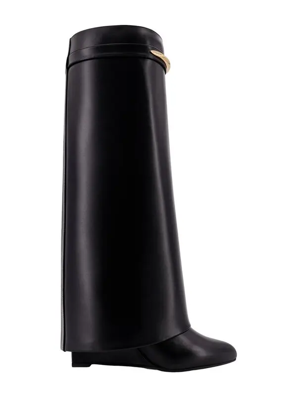 Givenchy Shark Leather High Heel Boots - Black