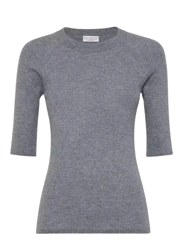 Brunello Cucinelli Cashmere And Viscose Blend Lurex Sweater - Grey