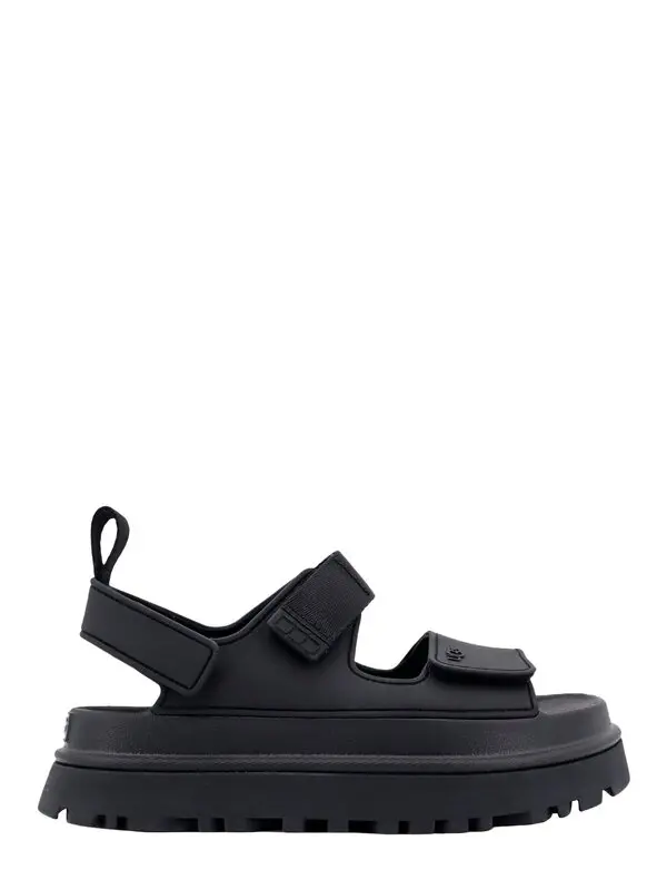 UGG Rubber Sandals With Embossed Logo And Adjustable Straps - Black