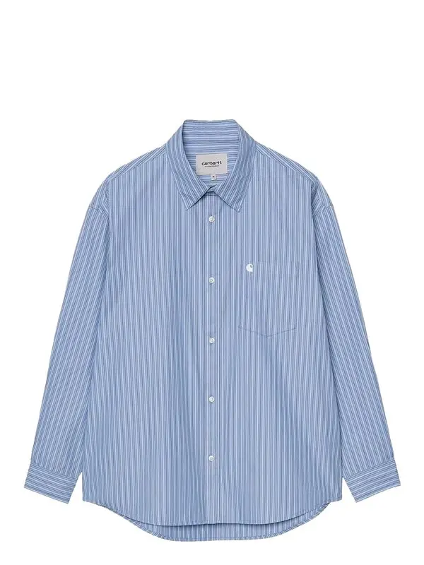 Carhartt Work In Progress Keene Striped Cotton Shirt L/s - Blue