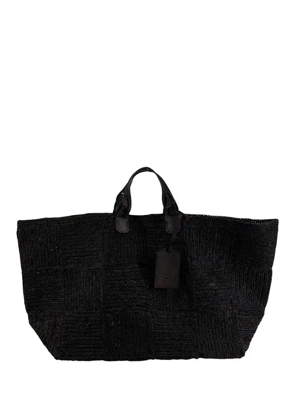 IBELIV Wild Raffia Shoulder Bag - Black