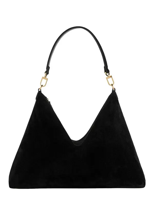TOTEME Medium Bevel Suede Shoulder Bag - Black