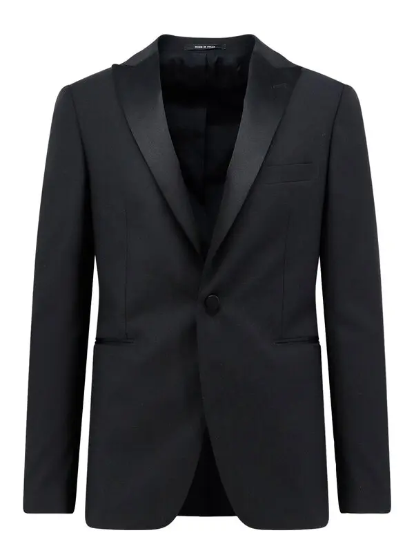 Tagliatore Tuxedo Virgin Wool Blazer - Black