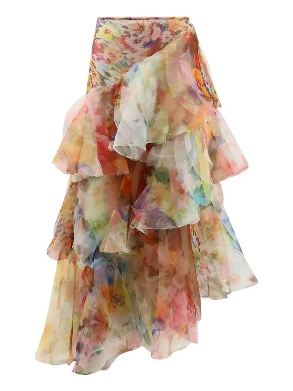 Zimmermann Luna Fanned Maxi Skirt - Multicolor