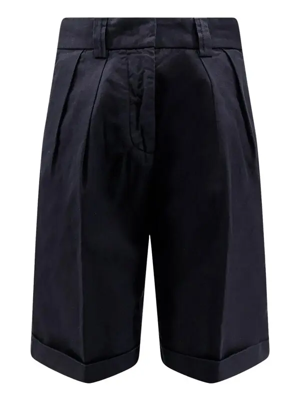 Aspesi Cotton Linen Blend Tailored Shorts - Blue