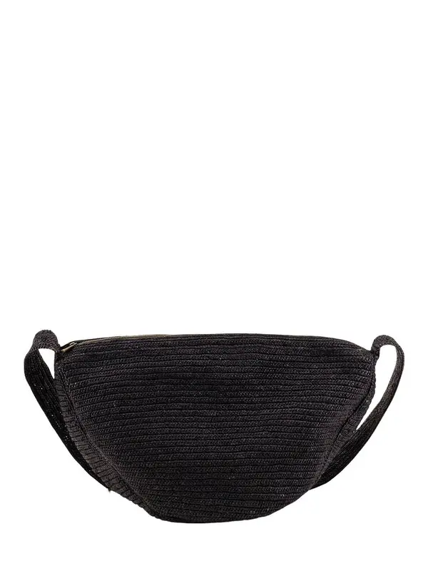 IBELIV Raffia Clip Crossbody Bag - Black
