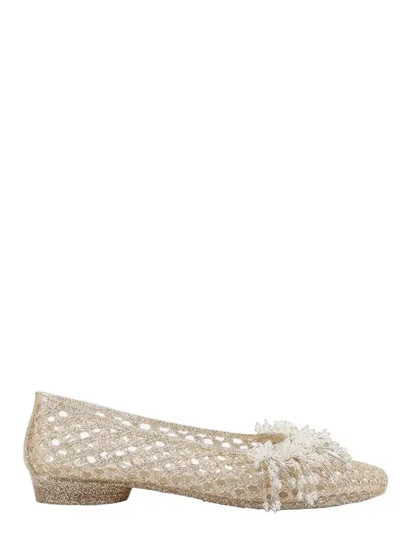 HEAVENLY JELLY Demi Pvc Ballerinas With Beaded Detail - Gold