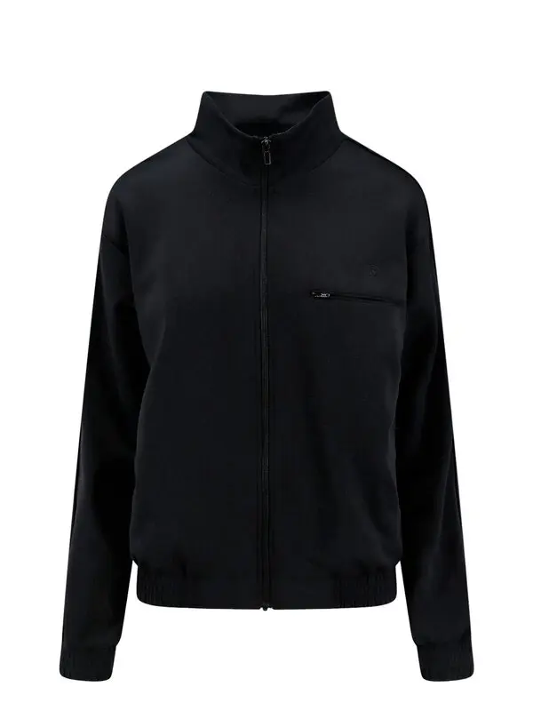 MAISON MARGIELA Zip-up Sweatshirt With Numeric Embroidery - Black