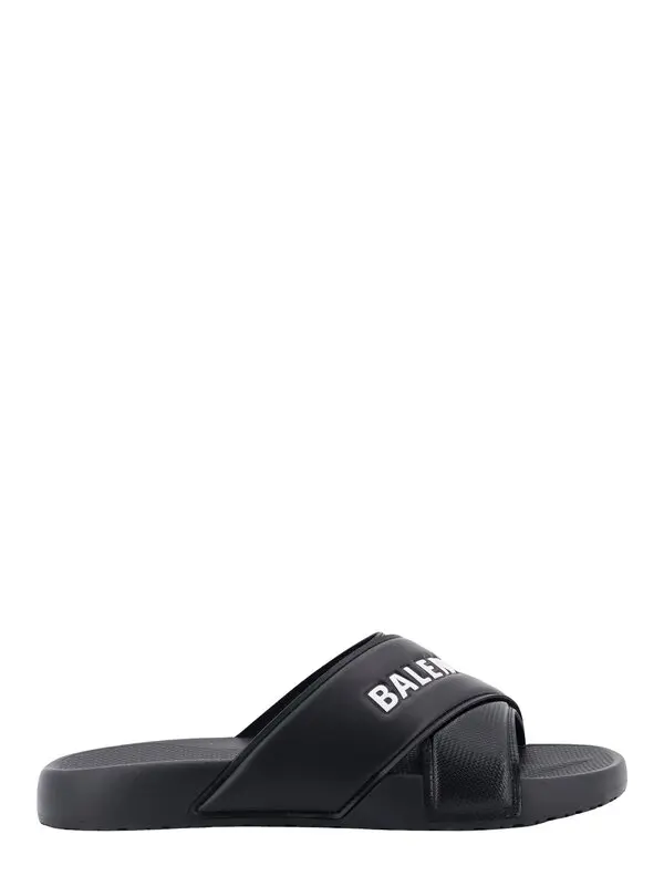 Balenciaga Sporty Pool Slides - Black