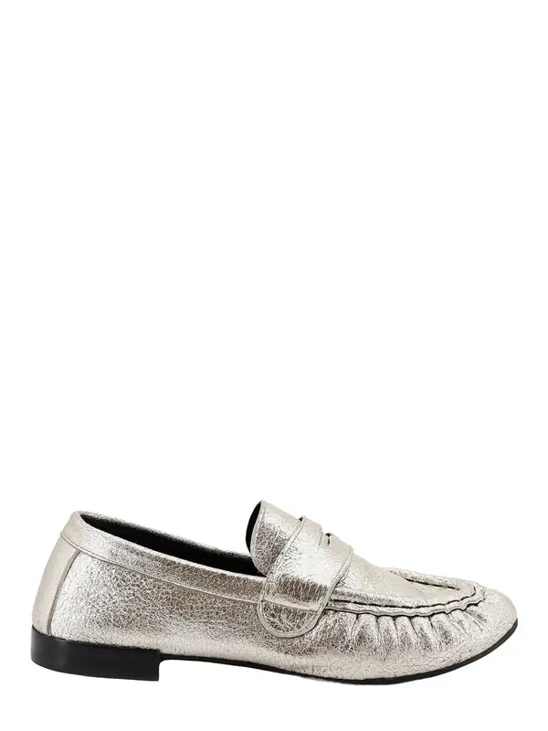 SEMELLE Laminated Leather Loafers - Silver