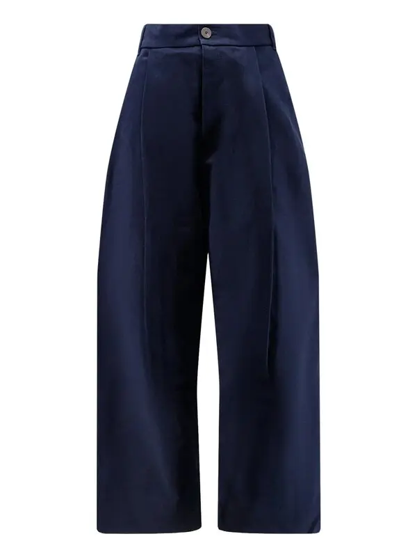 Studio Nicholson High Waist Cotton Trousers - Blue