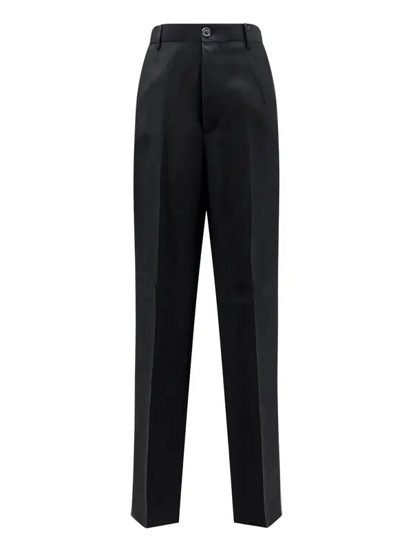 LANEUS Viscose And Linen Trousers - Black
