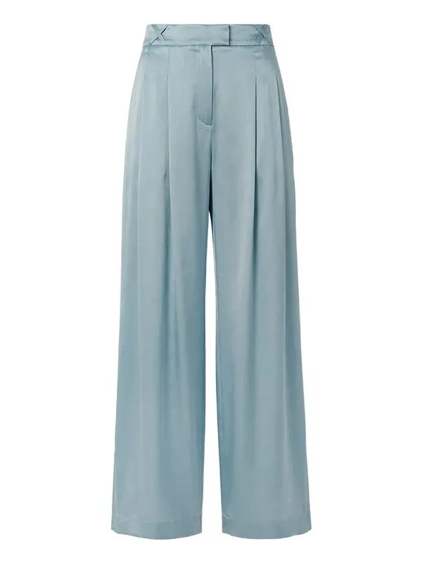 SEMICOUTURE Cotton And Silk Wide-leg Trousers - Blue