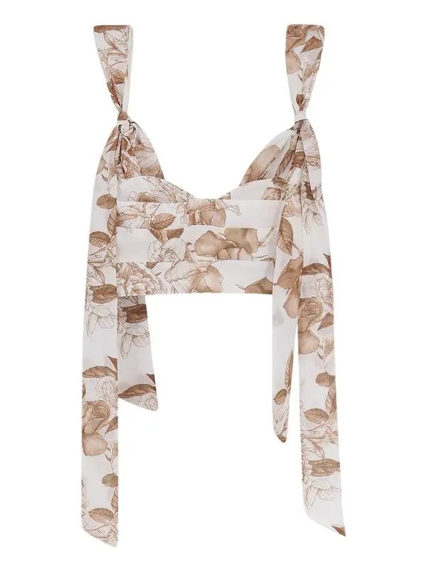 LAVI Seraphina Cotton Crop Top - Beige