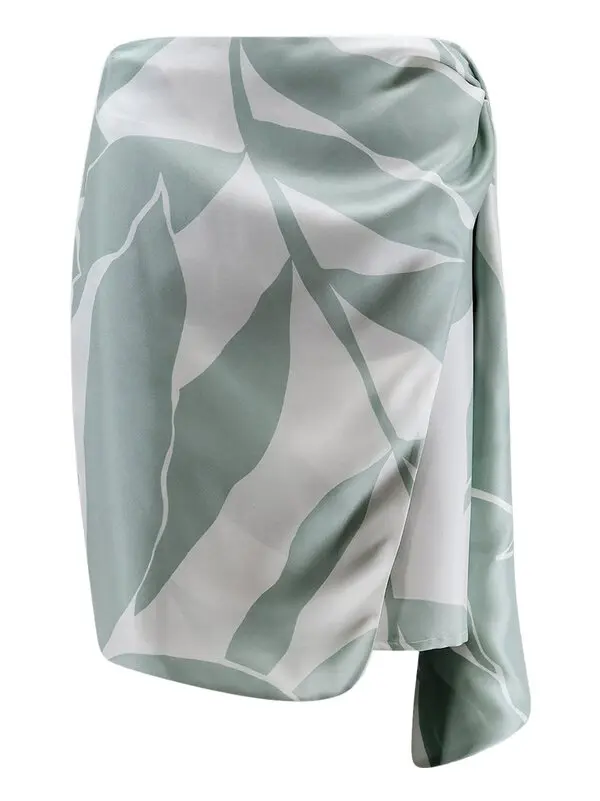 Max Mara Silk Pareo Skirt With Knot Detail - Green