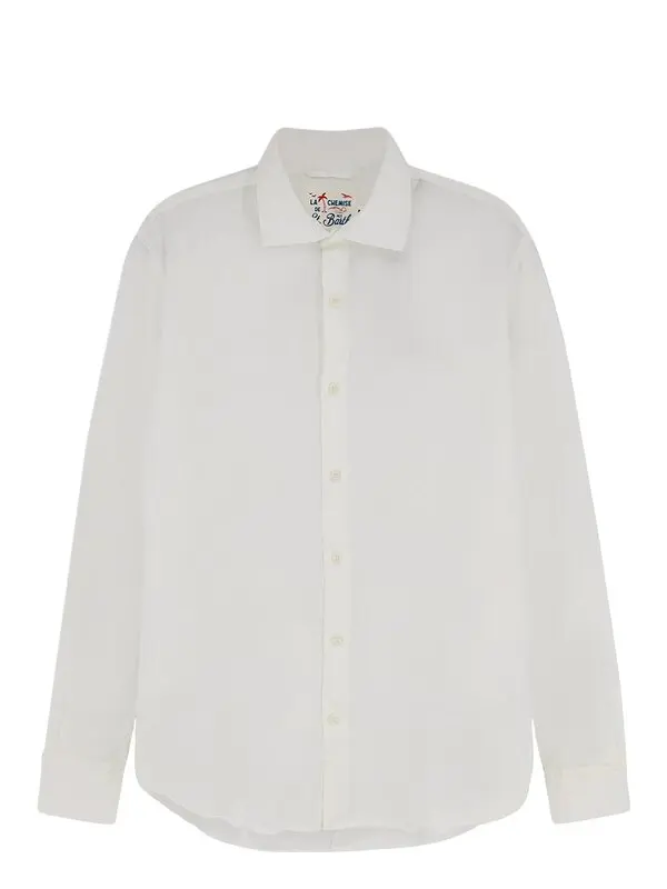 MC2 SAINT BARTH Cotton Shirt With Front Embroidered Logo - White