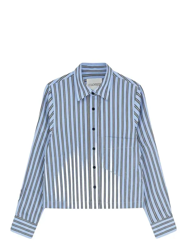 Closed Classic Cropped Striped Shirt - Blue