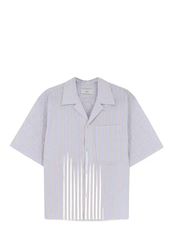 DUNST Striped Cotton Shirt - Blue