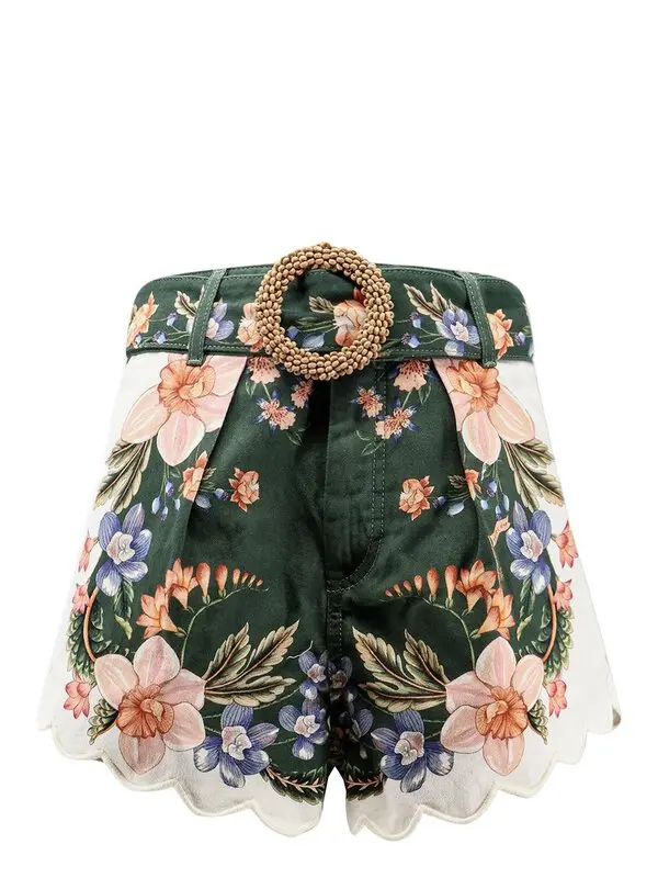 Farm Rio Berry Garden Cotton Shorts With Floral Print - Multicolor
