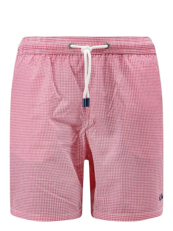 MC2 SAINT BARTH Patmos Nylon Swim Trunks With Vichy Pattern - Pink