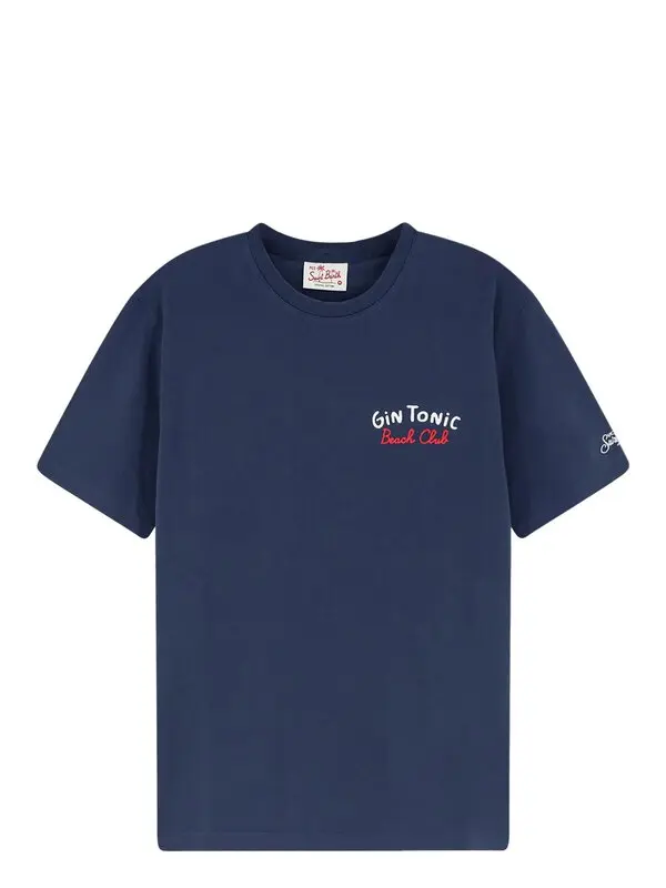 MC2 SAINT BARTH Portland Cotton T-shirt With Front Embroidery - Blue