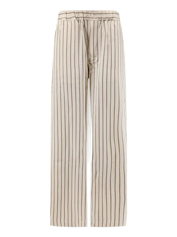 Y-81 Viscose Striped Trousers - Beige