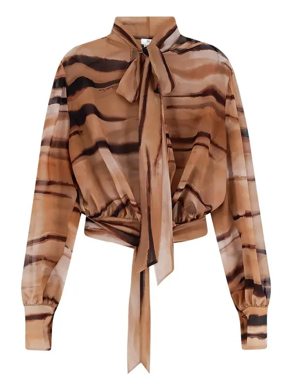 Elisabetta Franchi Shirt With Animalier Print - Brown