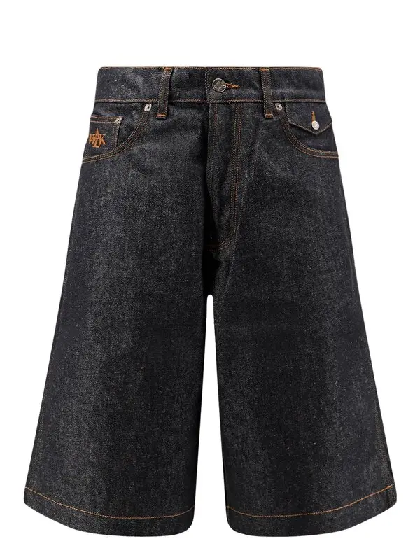 WALK IN PARIS Baggy Raw Denim Shorts - Blue