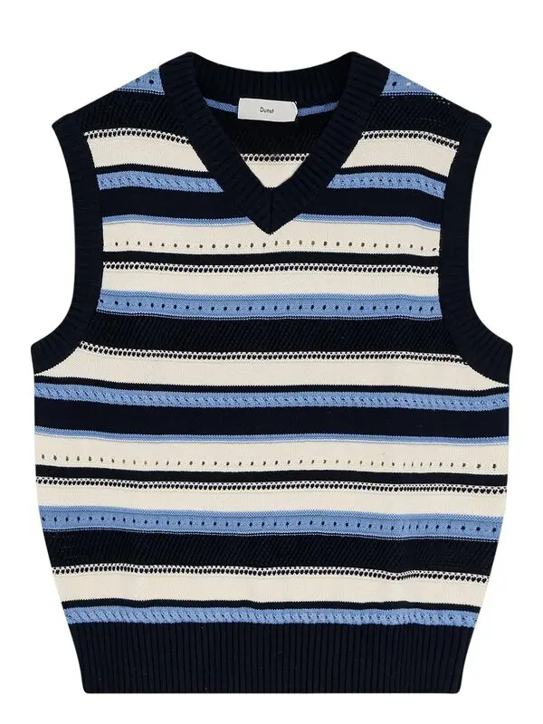 DUNST Sleeveless Cotton Sweater - Blue