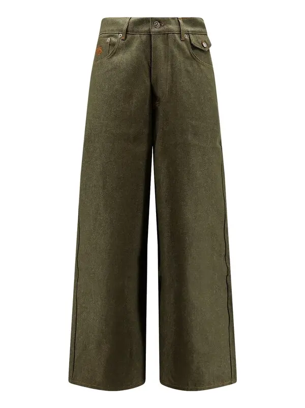 WALK IN PARIS The Gardener's Wide-leg Denim Trousers - Green