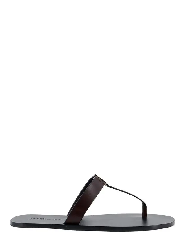 Saint Laurent Babylone Leather Sandals - Brown